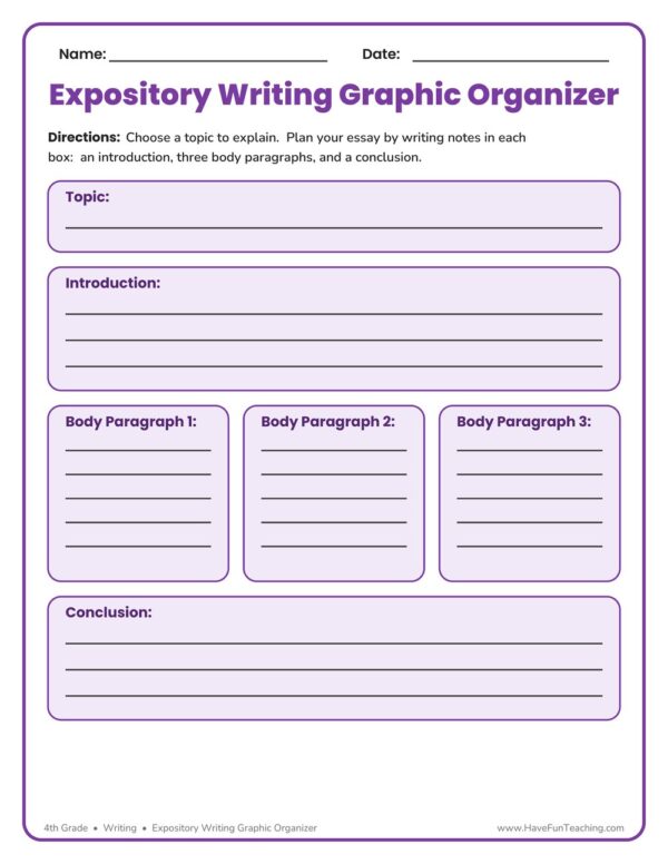Expository Writing Graphic Organizer Worksheet - Have Fun Teaching