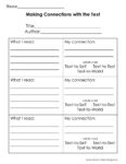 Making Connections with the Text Graphic Organizer Worksheet - Have Fun ...
