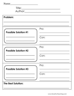 Problem and Solutions Graphic Organizer Worksheet - Have Fun Teaching