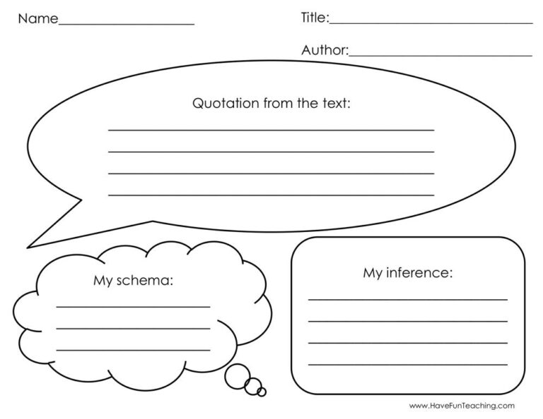 Quotation from the Text Graphic Organizer Worksheet - Have Fun Teaching