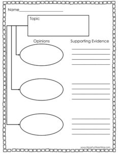 Topic Opinion and Supporting Evidence Graphic Organizer Worksheet ...