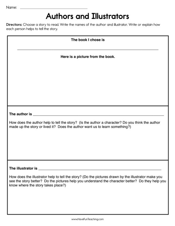 Author and Illustrators Worksheet - Have Fun Teaching
