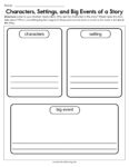 Characters, Settings, and Big Events Worksheet - Have Fun Teaching