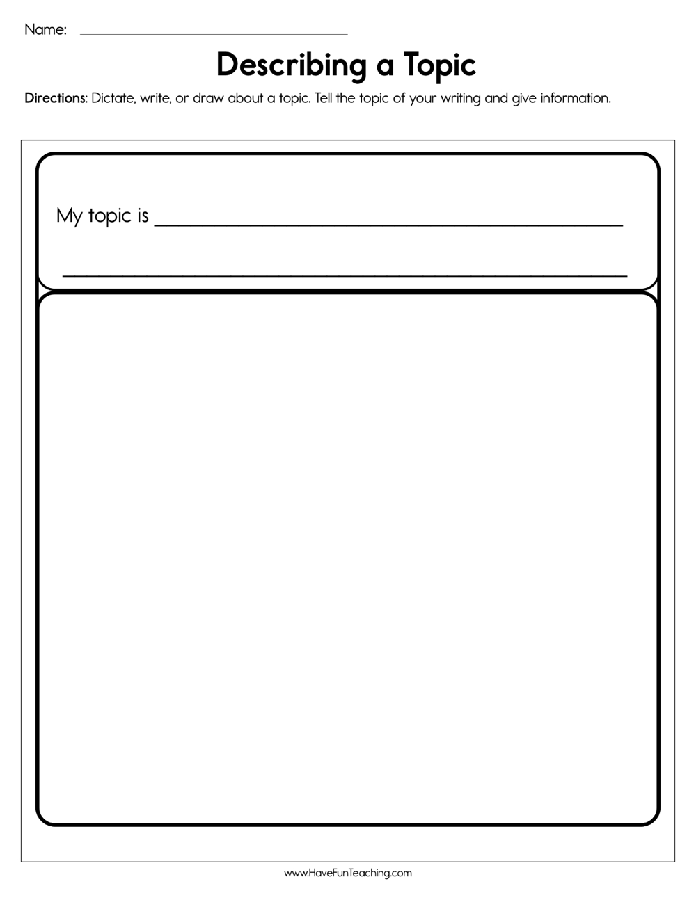 Describing Worksheet Describing Worksheet