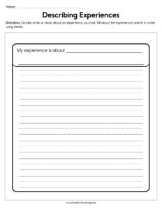 Describing Experiences Worksheet - Have Fun Teaching