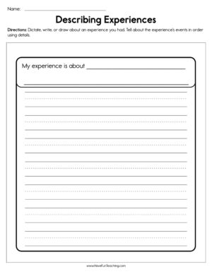 Describing Experiences Worksheet - Have Fun Teaching
