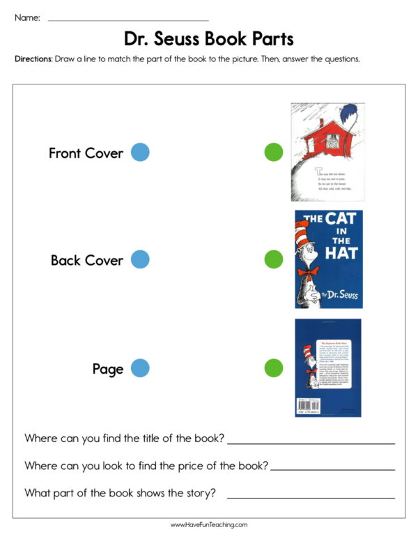 Dr. Seuss Book Parts Worksheet - Have Fun Teaching