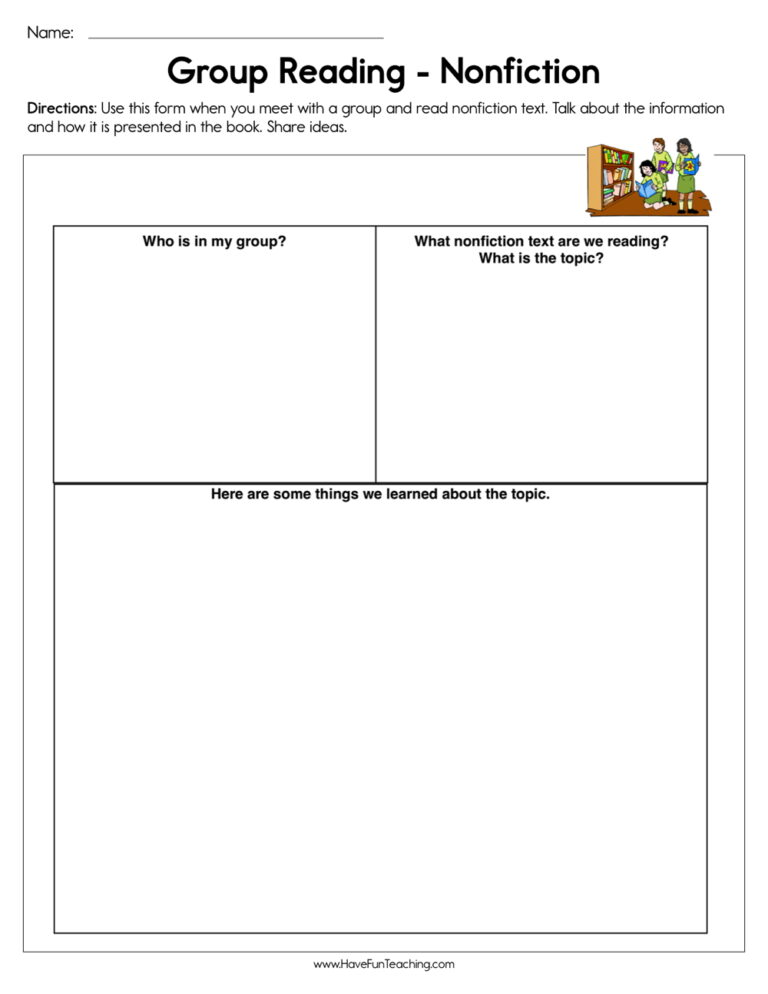 Group Reading Non-Fiction Worksheet - Have Fun Teaching