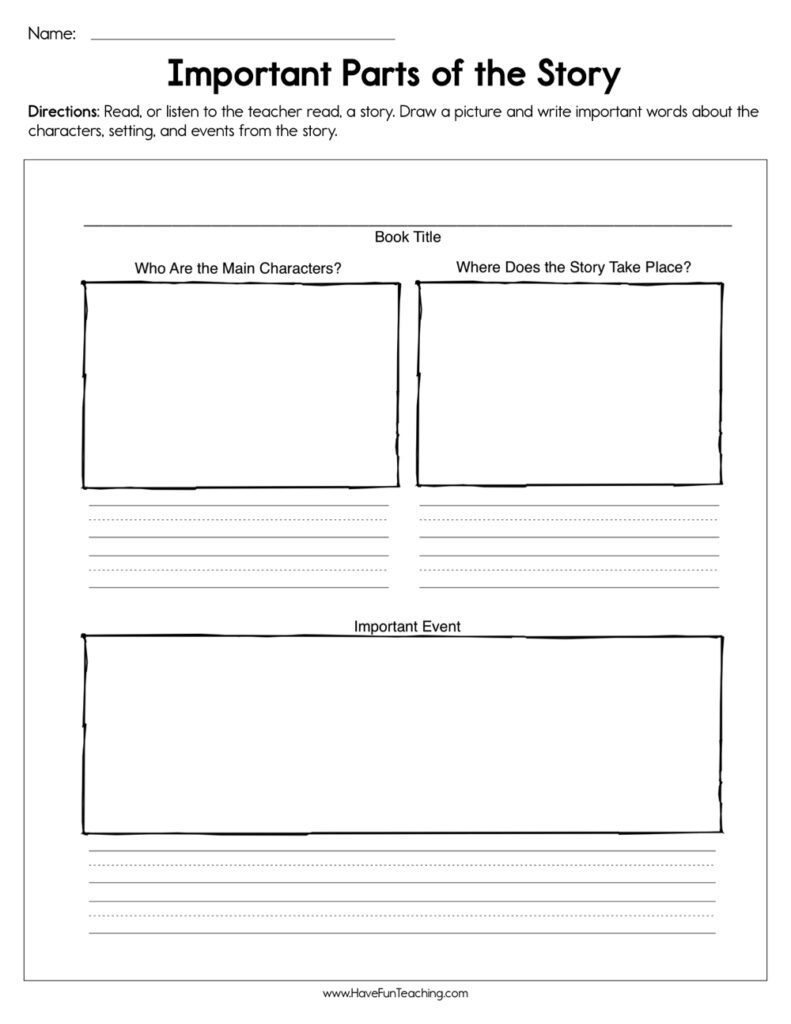 Important Parts of the Story Worksheet - Have Fun Teaching