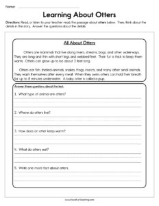 Learning about Otters Worksheet - Have Fun Teaching