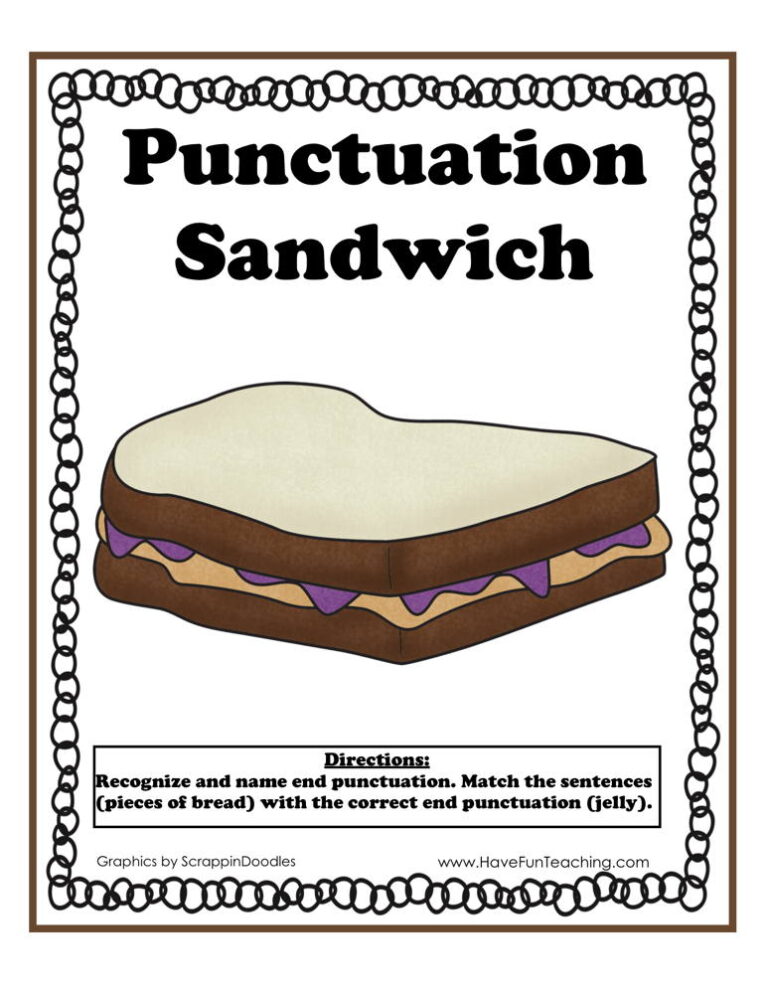 Punctuation Sandwich Activity - Have Fun Teaching