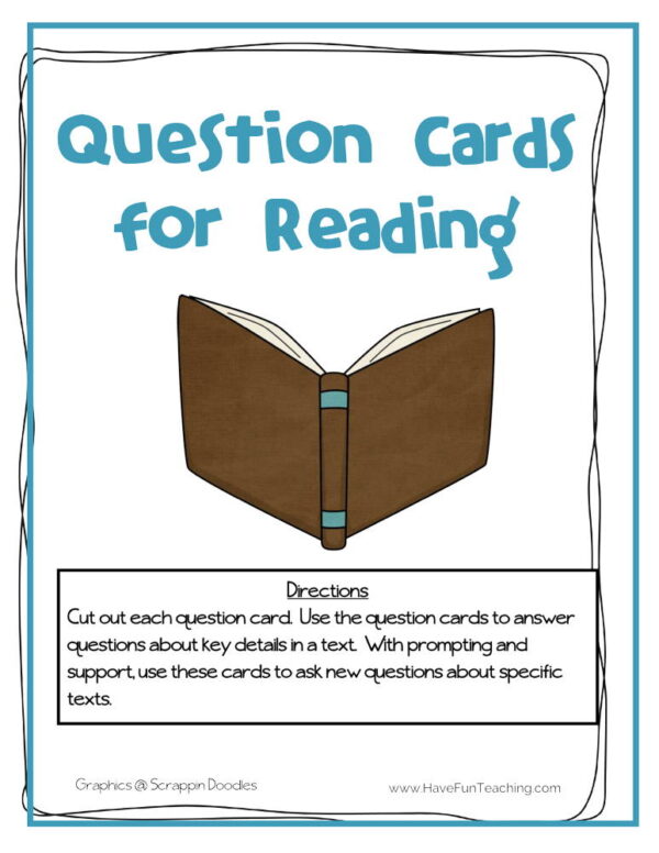 Question Cards for Reading Books Activity - Have Fun Teaching