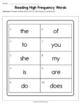 Reading High Frequency Words Worksheet - Have Fun Teaching