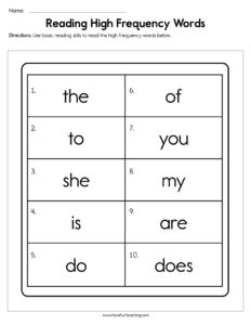 Reading High Frequency Words Worksheet - Have Fun Teaching