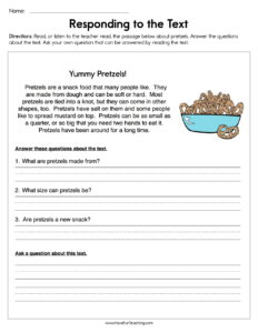 Responding to the Text Worksheet - Have Fun Teaching