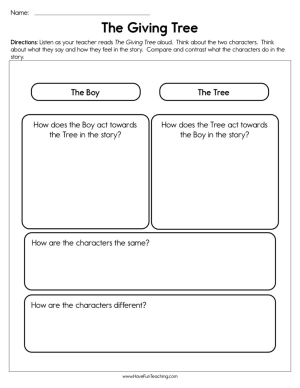 The Giving Tree Worksheet - Have Fun Teaching