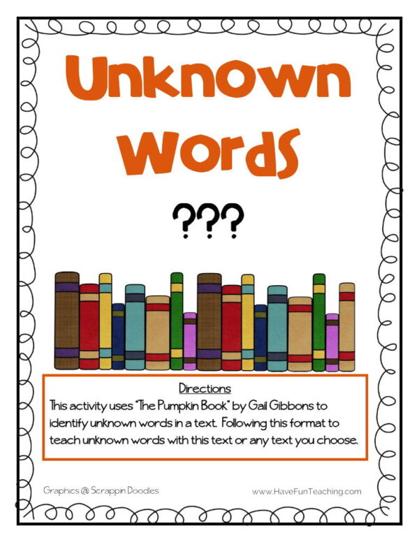The Pumpkin Book Unknown Words Activity - Have Fun Teaching
