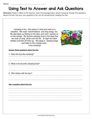 Using Text to Answer and Ask Questions Worksheet - Have Fun Teaching
