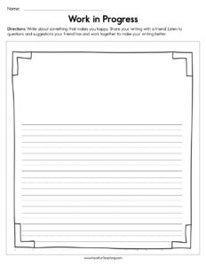 Work in Progress Worksheet - Have Fun Teaching