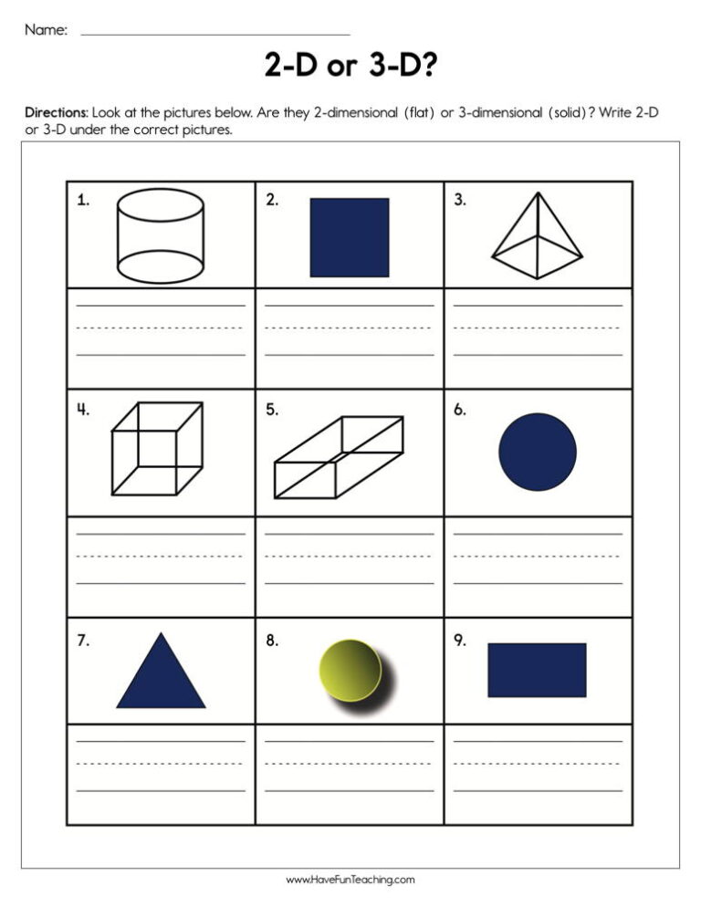 2D or 3D Shapes Worksheet - Have Fun Teaching