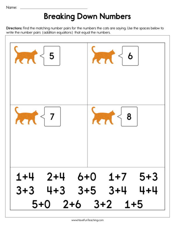 Breaking Down Numbers Worksheet - Have Fun Teaching