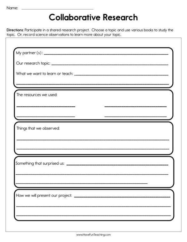 Collaborative Research Worksheet - Have Fun Teaching