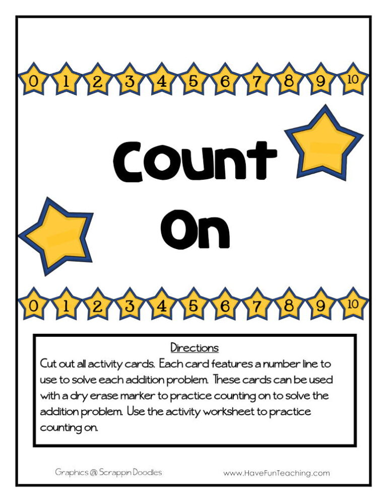 Count on Number Line Addition Activity - Have Fun Teaching
