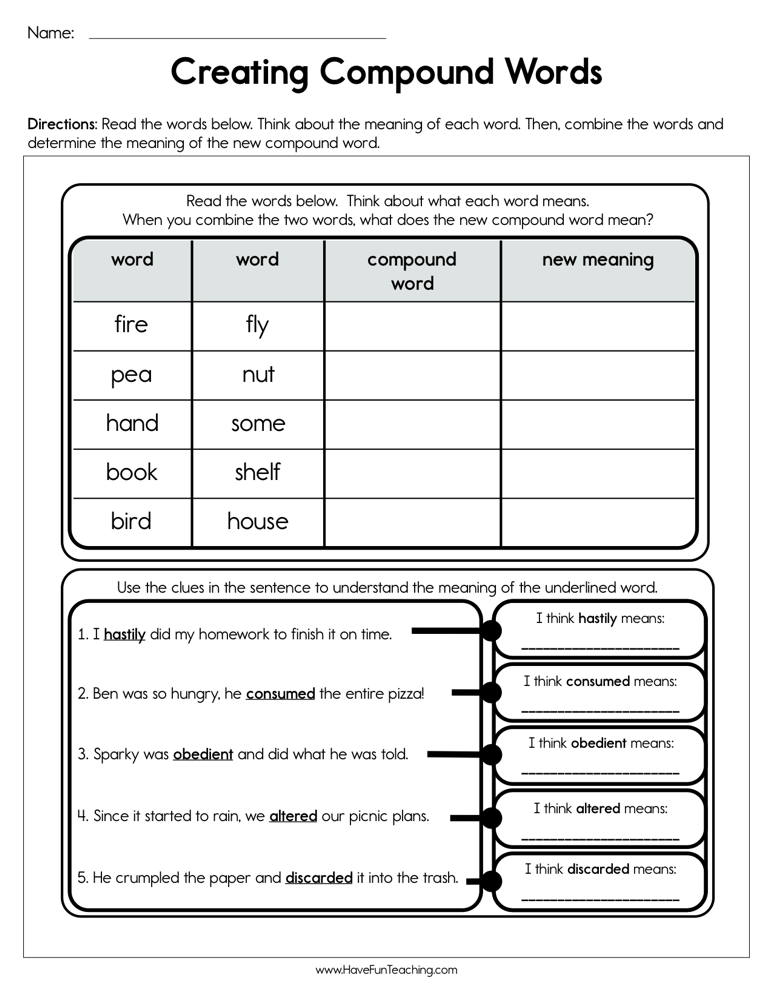 Creating Compound Words Worksheet Have Fun Teaching Creating Compound Words Worksheet Have Fun Teaching