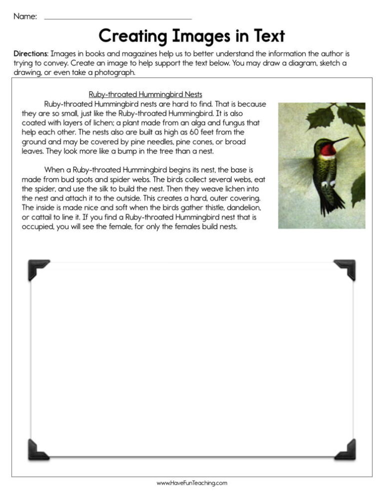 Creating Images in Text Worksheet - Have Fun Teaching