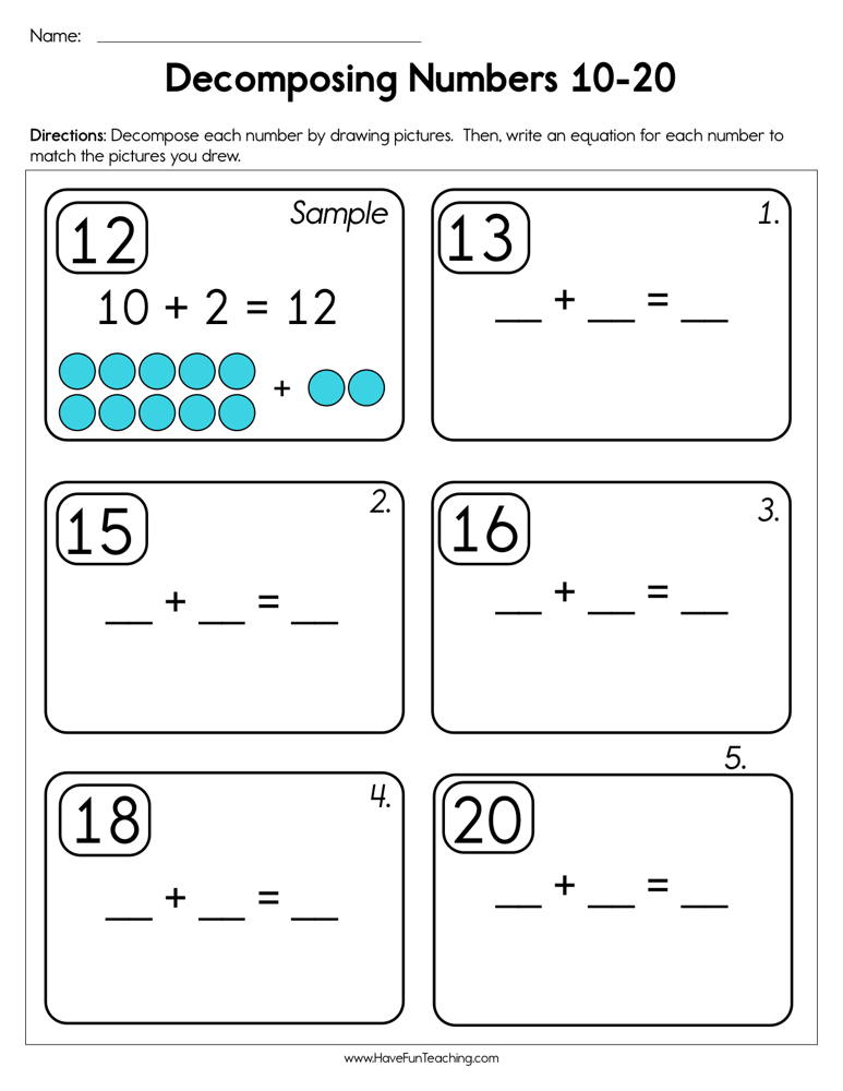 Decompose Numbers Kindergarten Worksheets Printable Kindergarten Decompose Numbers Kindergarten Worksheets Printable Kindergarten