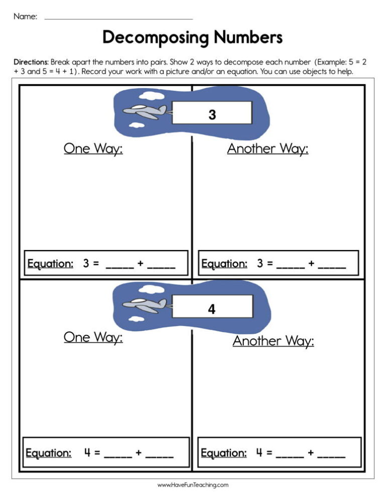 Decomposing Numbers Worksheet - Have Fun Teaching