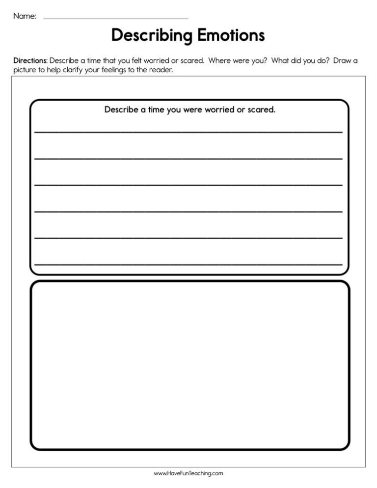 Describing Emotions Worksheet - Have Fun Teaching
