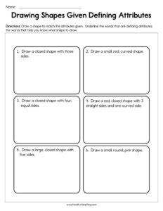 Drawing Shapes Given Defining Attributes Worksheet - Have Fun Teaching