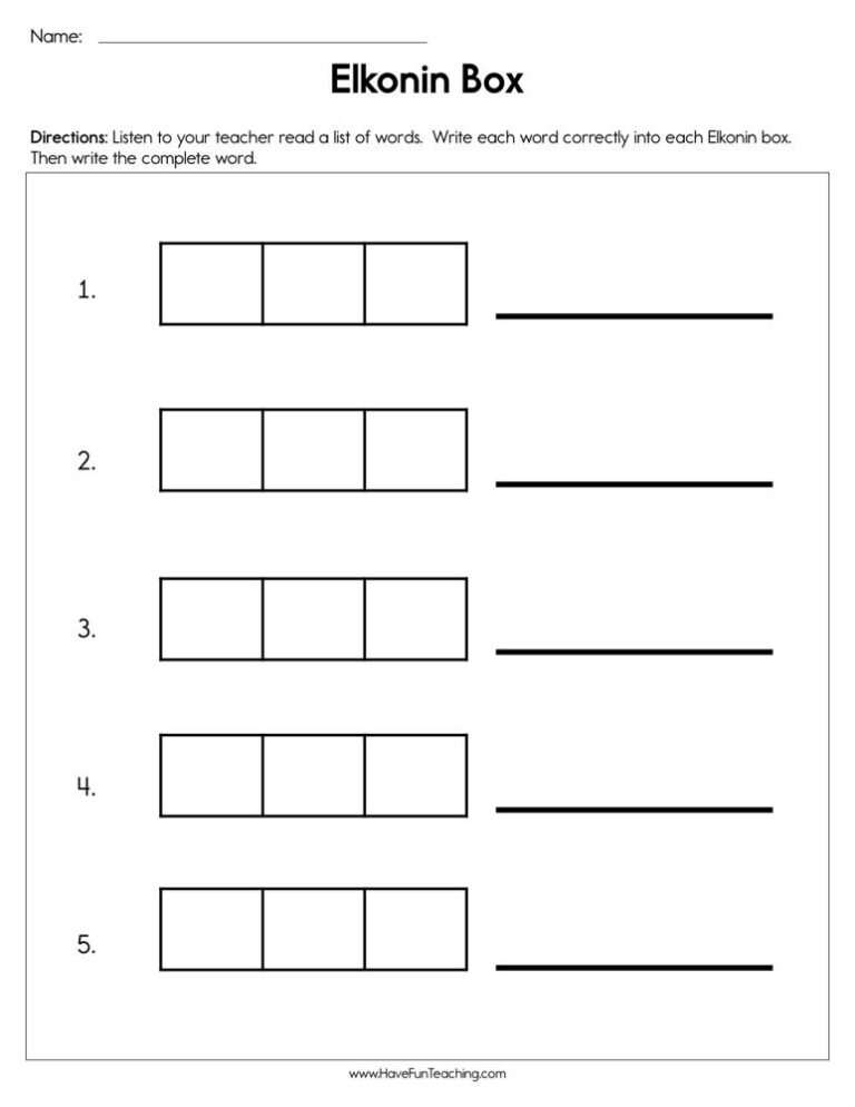 Elkonin Box Worksheet - Have Fun Teaching