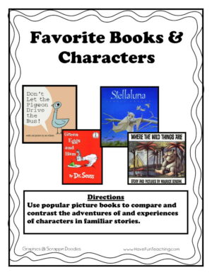 Favorite Books and Characters Activity - Have Fun Teaching