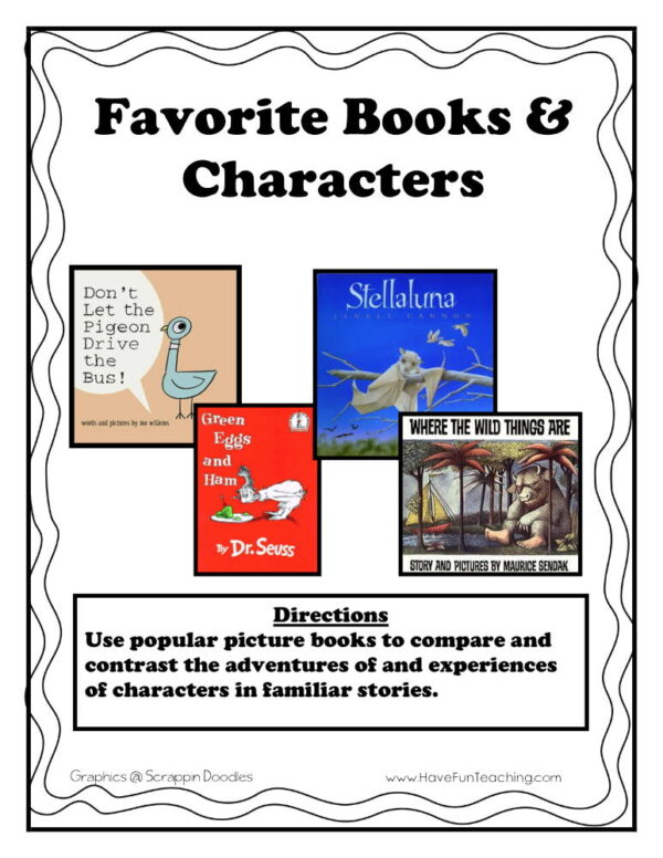 Favorite Books and Characters Activity - Have Fun Teaching