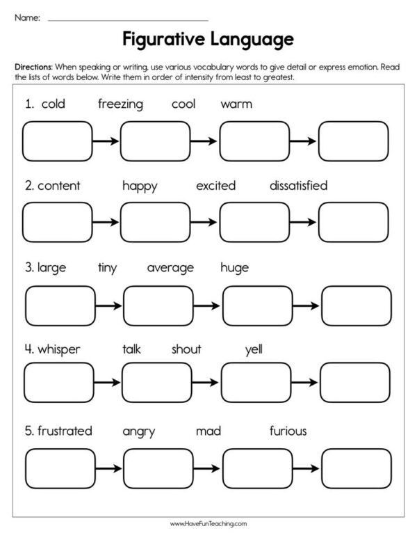 Figurative Language Worksheet Have Fun Teaching