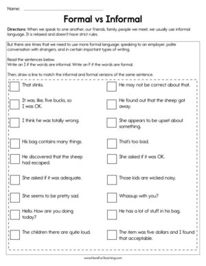 Formal vs Informal Worksheet - Have Fun Teaching