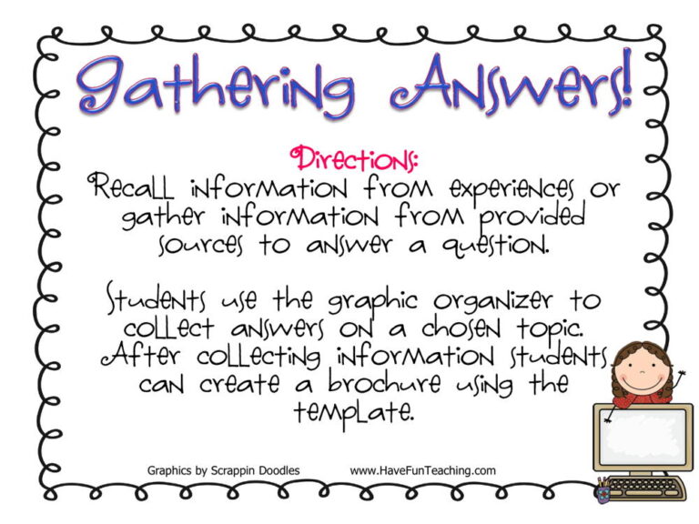 Gathering Answers Recalling Information Activity - Have Fun Teaching