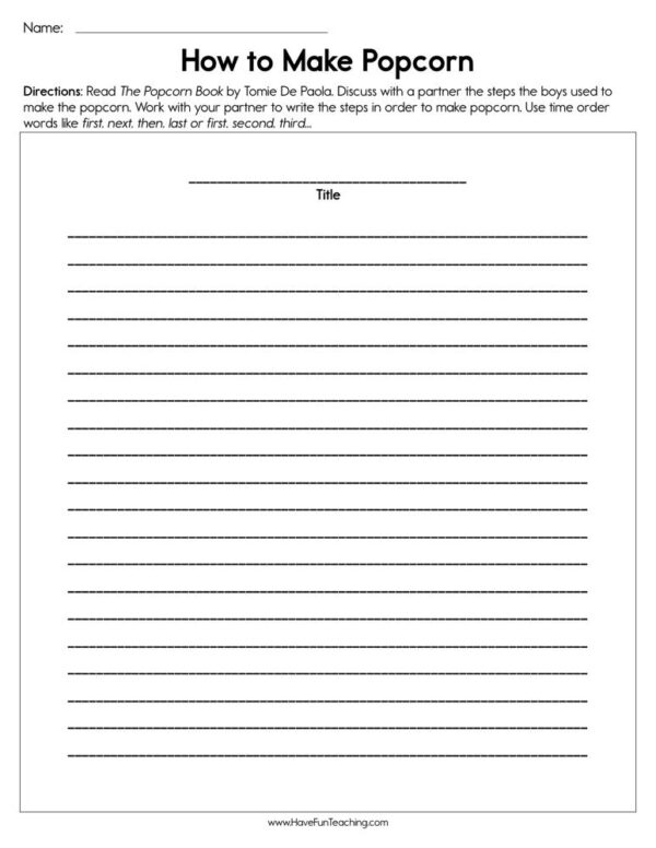 How to Make Popcorn Worksheet - Have Fun Teaching