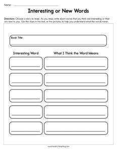 Interesting or New Words Worksheet - Have Fun Teaching