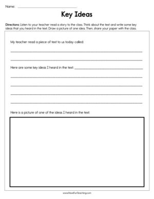 Key Ideas Worksheet - Have Fun Teaching