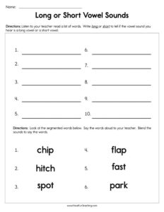 Long or Short Vowel Sounds Worksheet - Have Fun Teaching