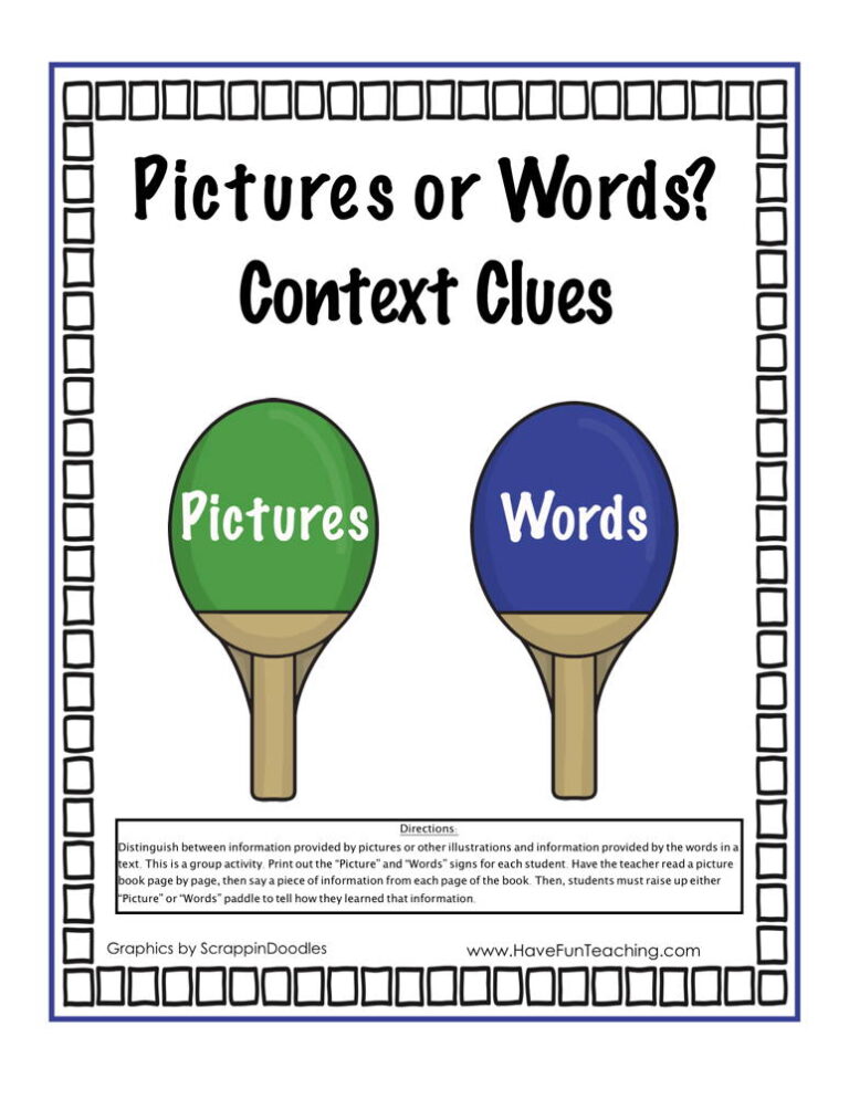 Pictures and Words Context Clues Activity - Have Fun Teaching