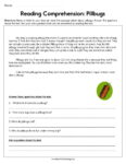 Pillbugs Reading Comprehension Worksheet - Have Fun Teaching