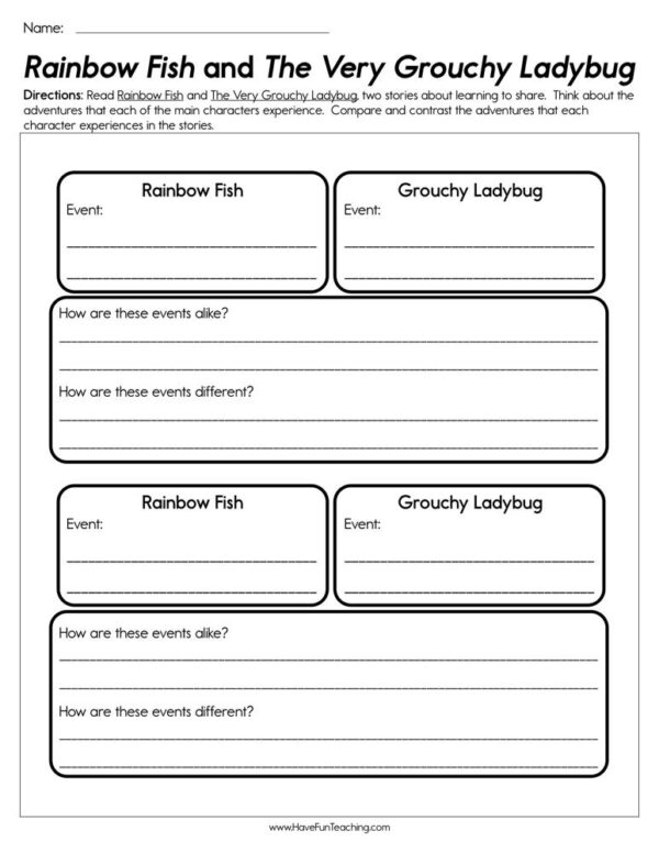 Rainbow Fish and The Very Grouchy Ladybug Worksheet - Have Fun Teaching
