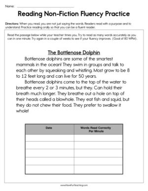 Reading Non-Fiction Fluency Practice Worksheet - Have Fun Teaching