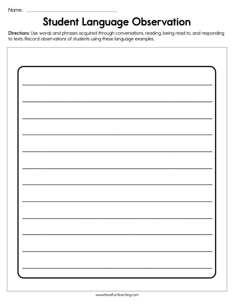 Student Language Assessment Worksheet - Have Fun Teaching