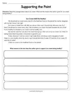 Supporting the Point Worksheet - Have Fun Teaching