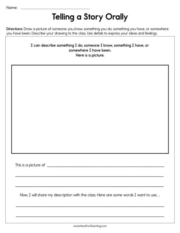 Telling a Story Orally Worksheet - Have Fun Teaching